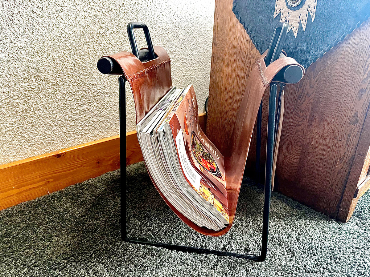 Genuine Leather Sling Magazine Rack | Your Western Decor
