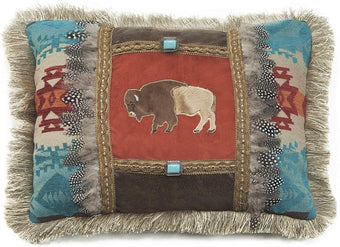 Blue Dorado Feathered Buffalo Pillow | Your Western Decor
