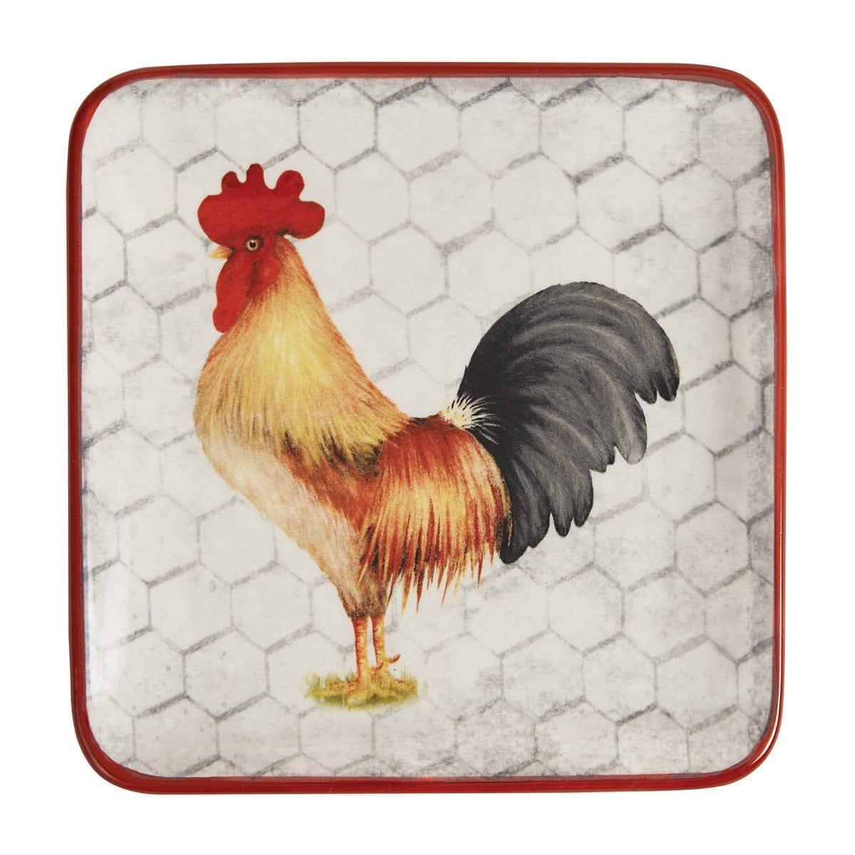Farm Check Rooster Canape Plate Set | Your Western Decor