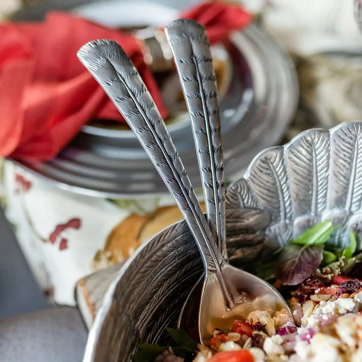 Turkey Feather Aluminum Serving Spoons | Your Western Decor