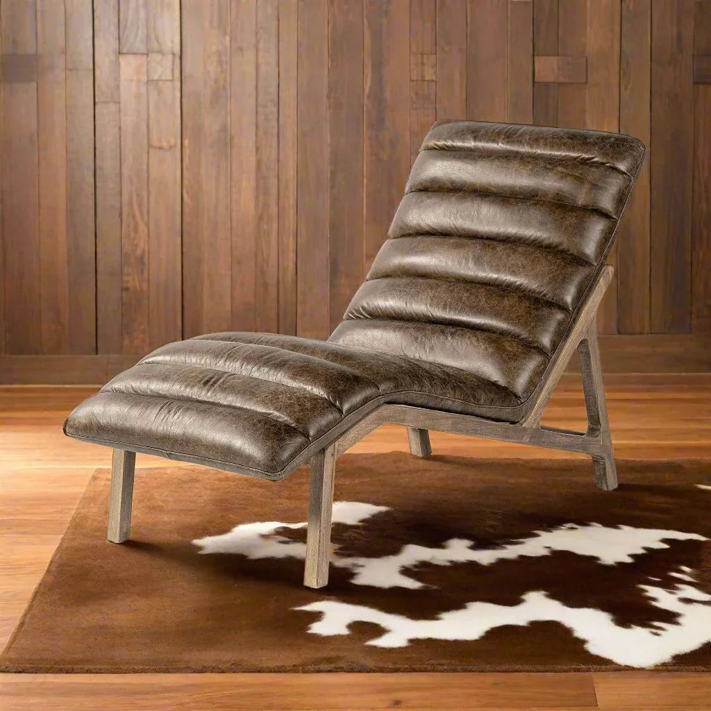 Whiskey Leather Chaise Lounge | Your Western Decor