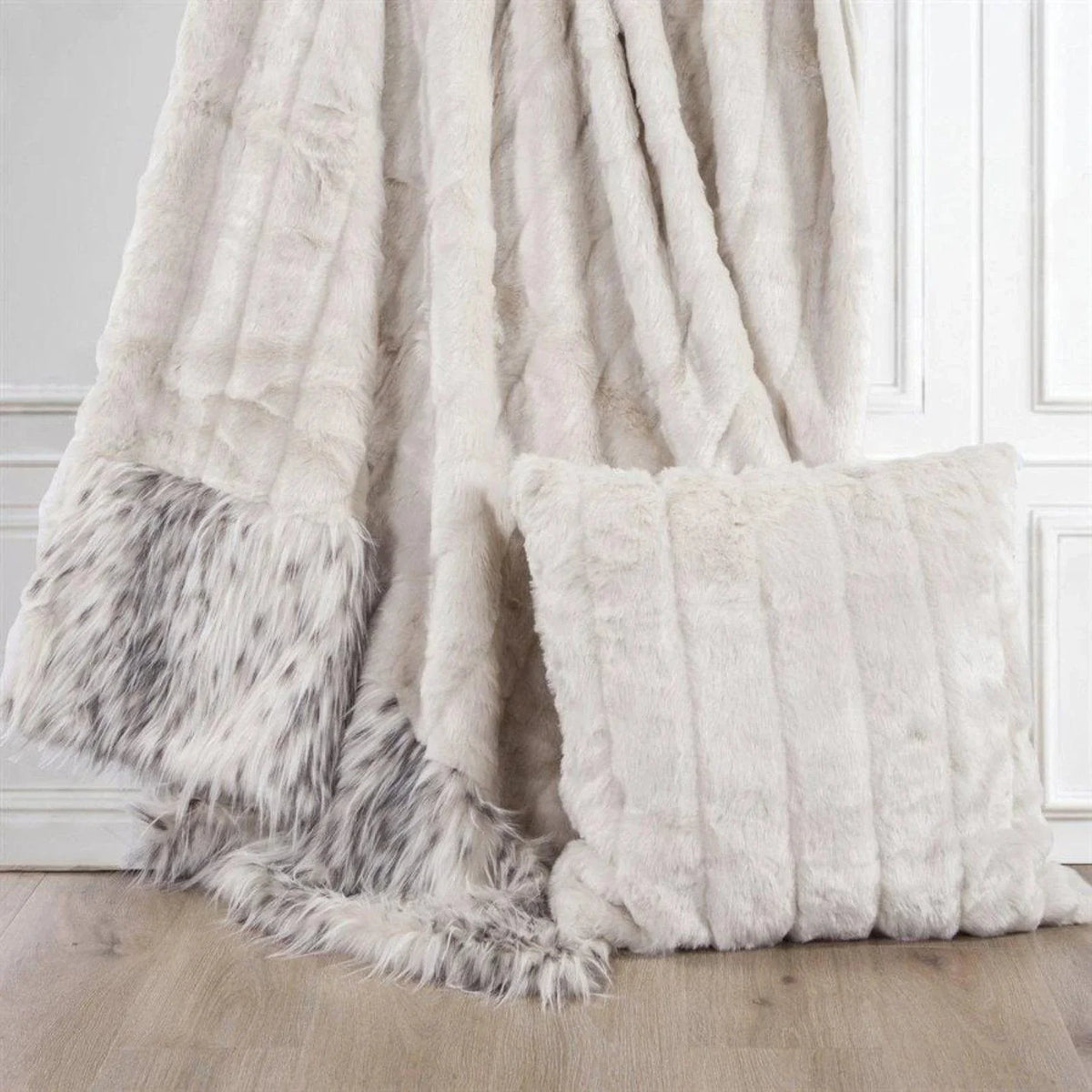 White Faux Mink & Snow Leopard Throw Blanket | Faux Fur Decor – Your ...